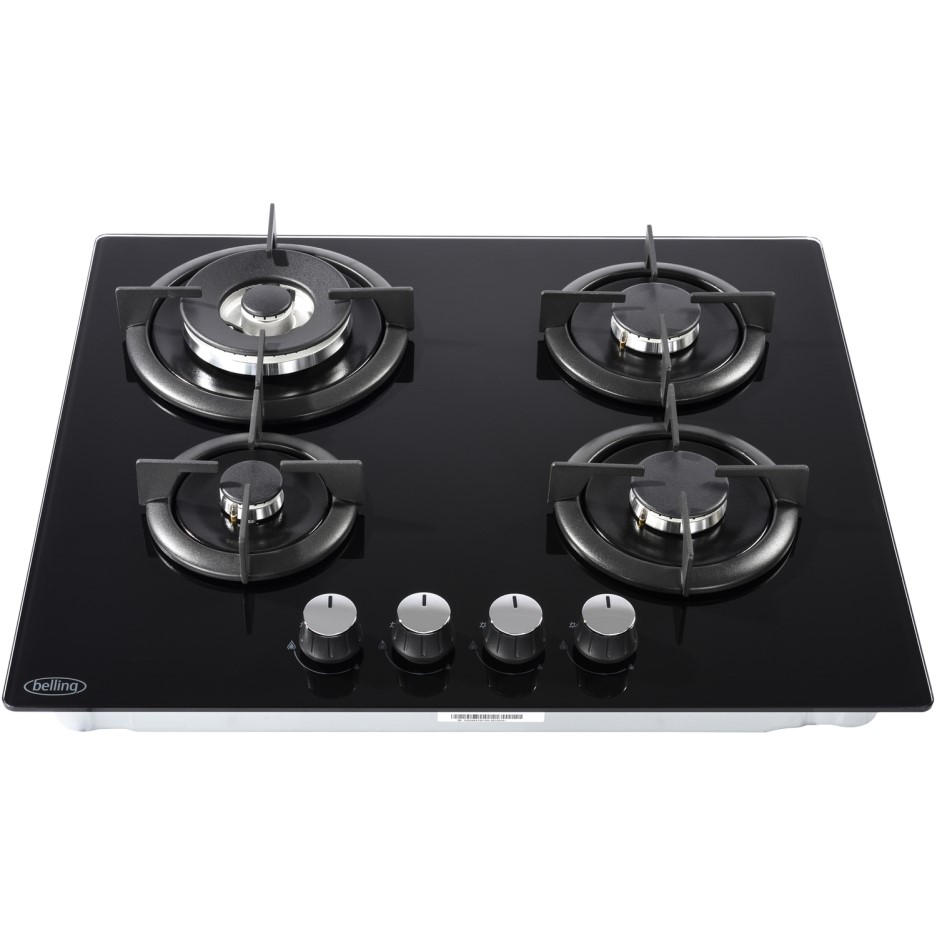 Belling GTG60C 60cm Front Control Four Burner Gas-on-glass Hob - Black ...
