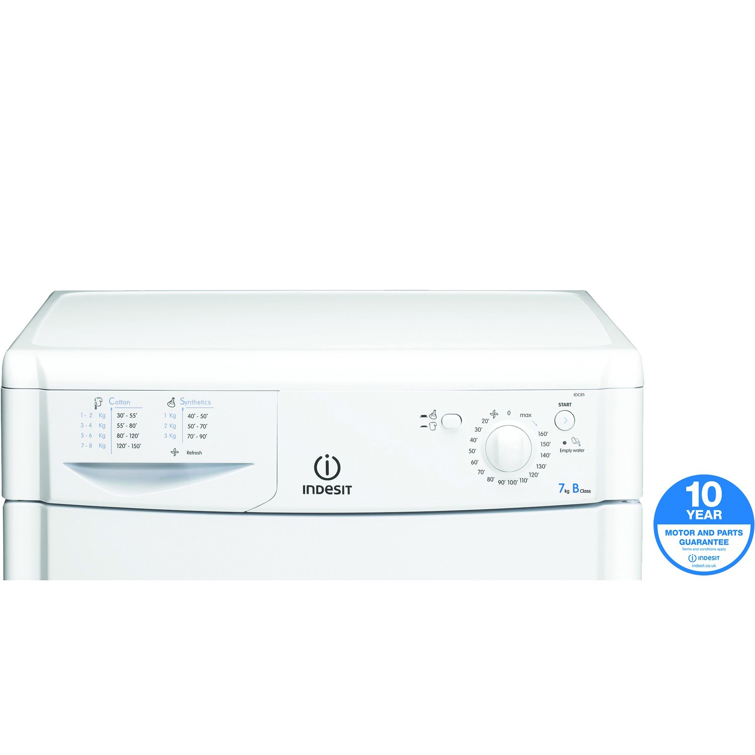 Indesit IDC75B EcoTime 7kg Freestanding Condenser Tumble Dryer - White ...