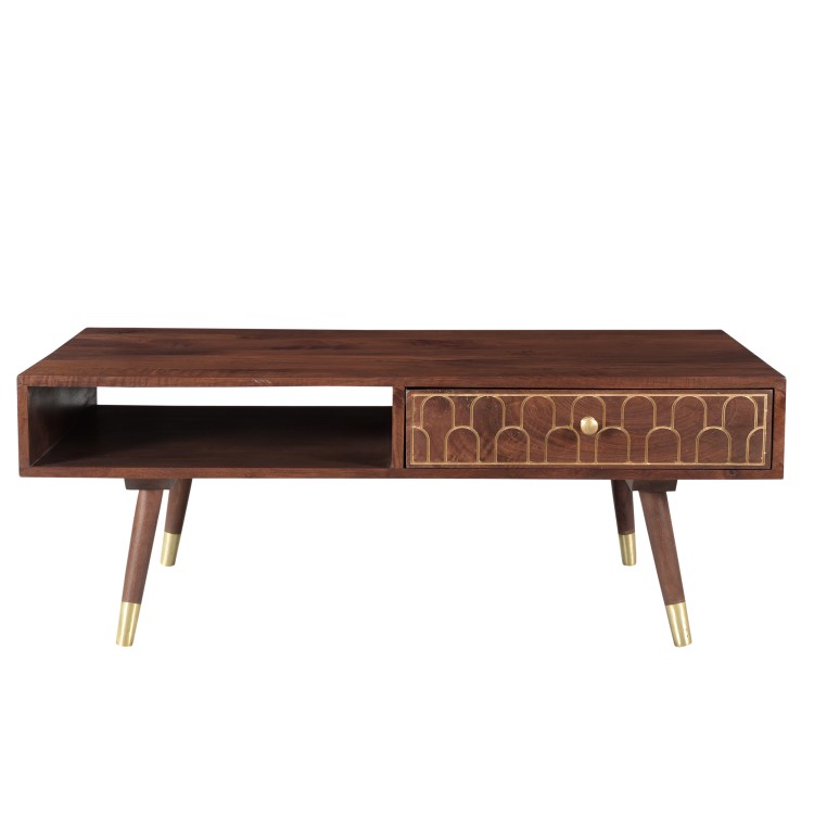 Dark Wood & Gold Coffee Table - Dejan - Page 1 - - BuyItDirect.ie
