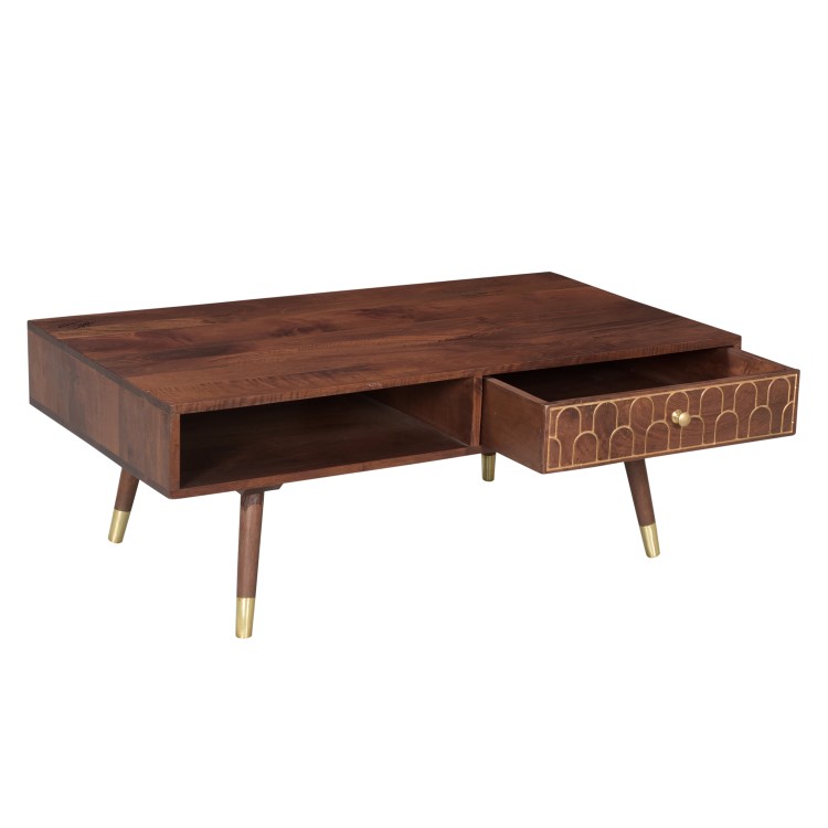 Dark Wood & Gold Coffee Table - Dejan - Page 1 - - BuyItDirect.ie