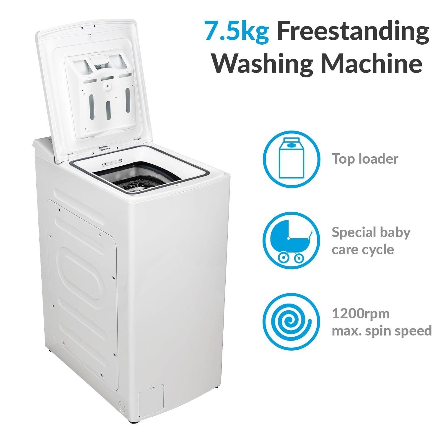 electriQ 7kg 1200rpm Freestanding Top Loading Washing Machine - White ...
