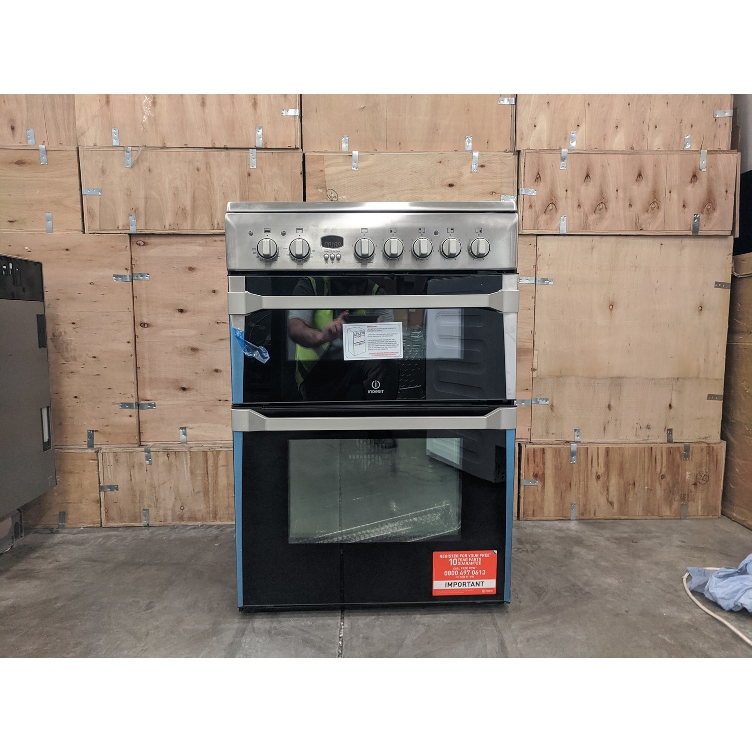 Refurbished Indesit ID60C2X 60cm Double Oven Electric Cooker with ...