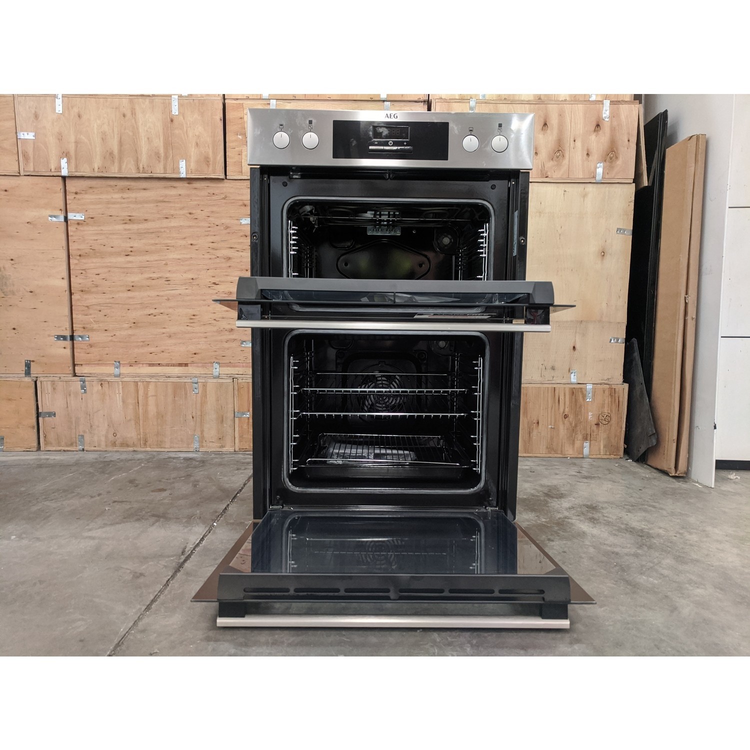 Refurbished AEG DEB331010M 60cm Double Built In Electric Oven Stainless ...