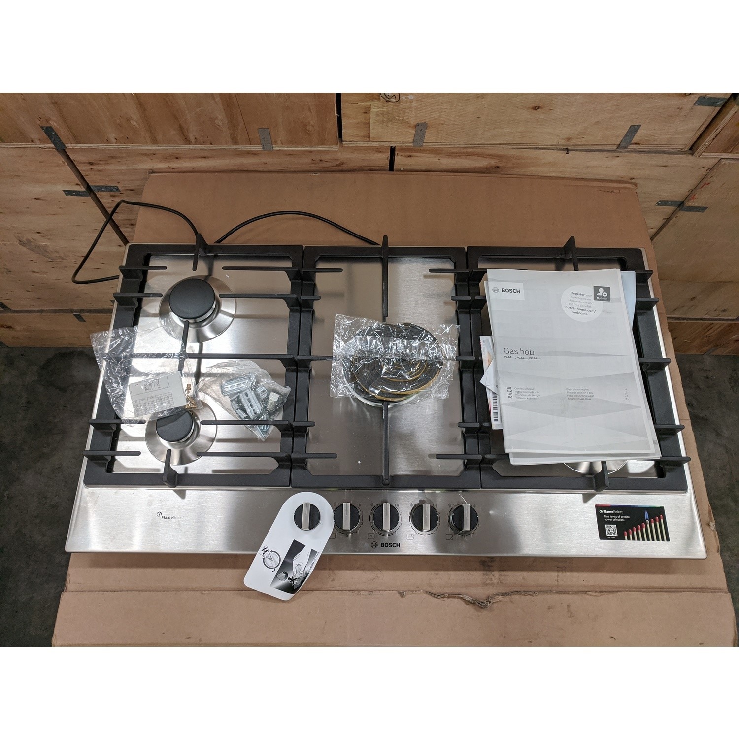 Refurbished Bosch PCR9A5B90 90cm 5 Burner Gas Hob Stainless Steel ...