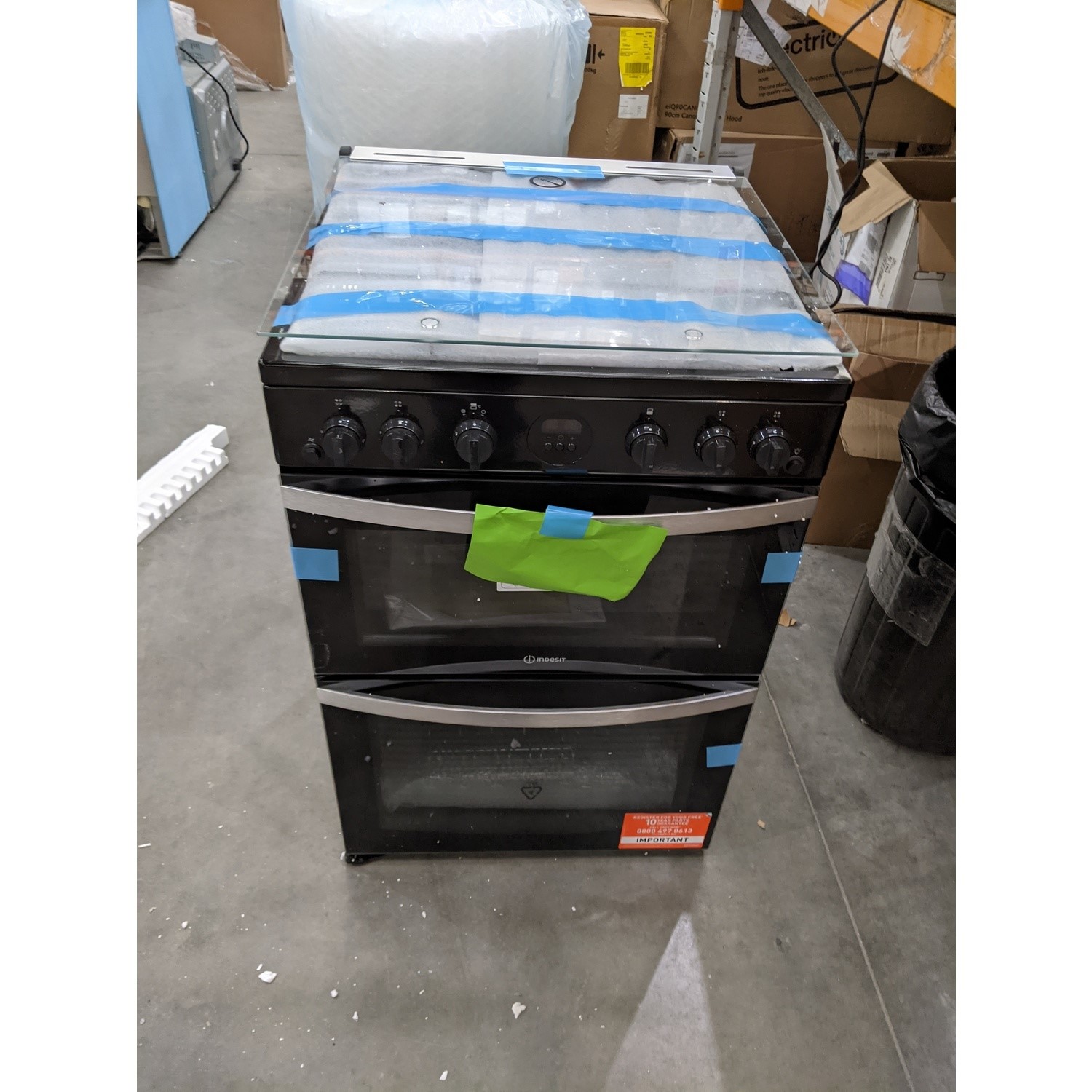 Refurbished Indesit ID67G0MCBUK 60cm Double Oven Gas Cooker Black ...