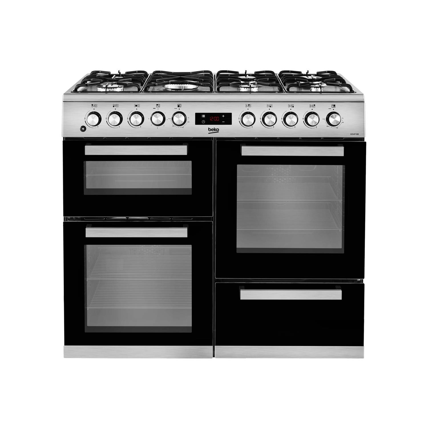 Refurbished Beko KDVF100X 100cm Dual Fuel Range Cooker - Stainless ...