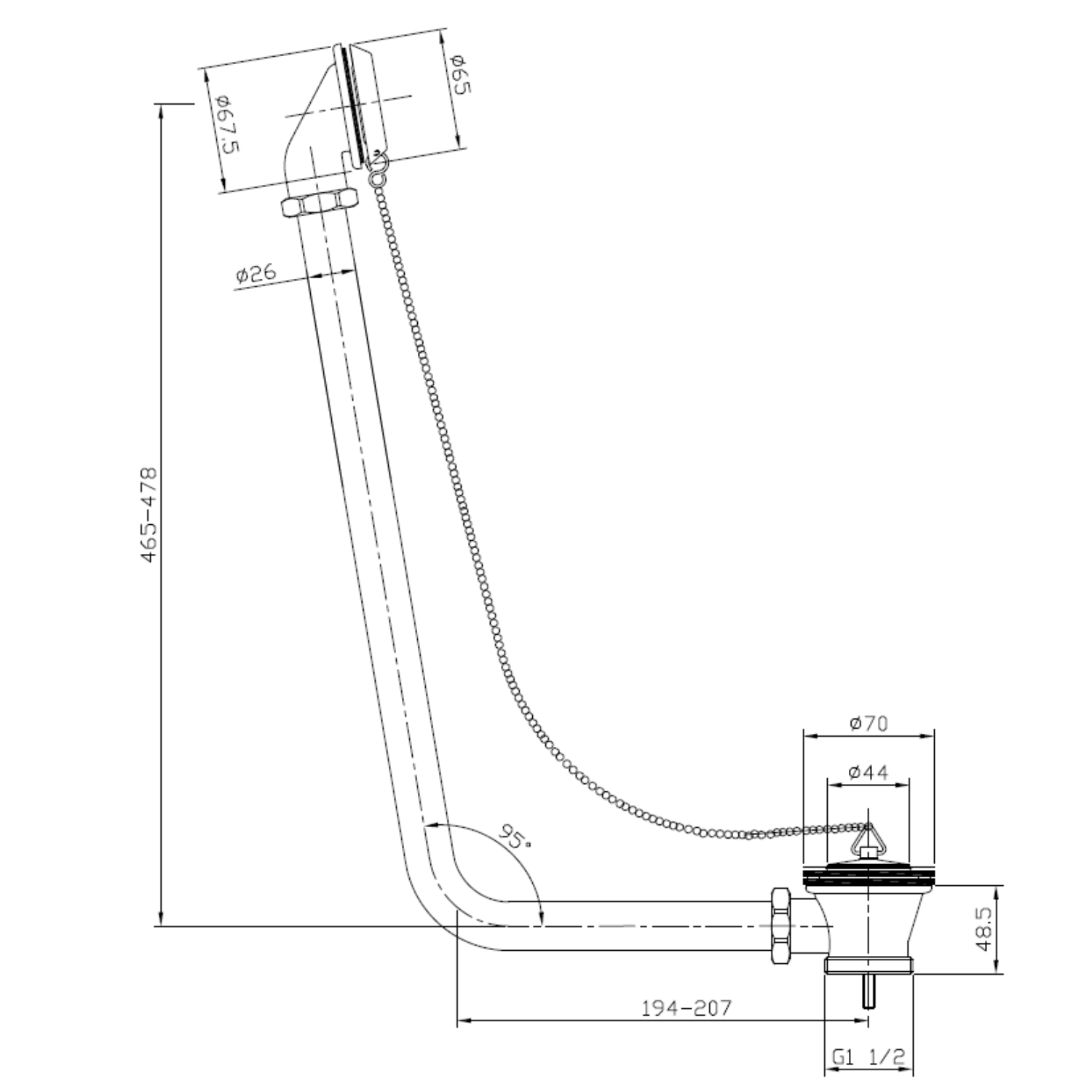 GRADE A1 - Brushed Brass Traditional Exposed Bath Waste & Overflow ...