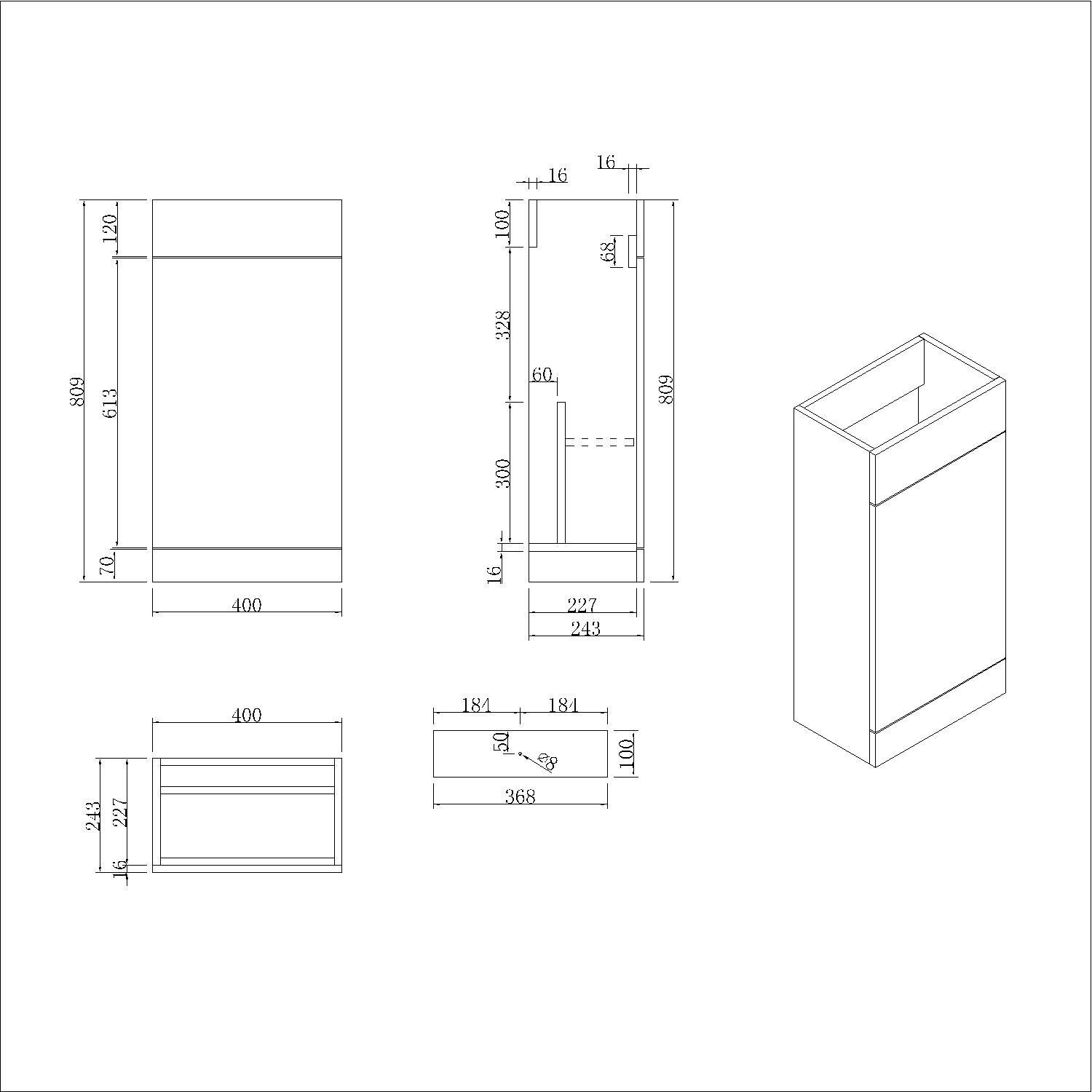 900mm White Cloakroom Toilet and Sink Unit with Square Toilet and Brass ...