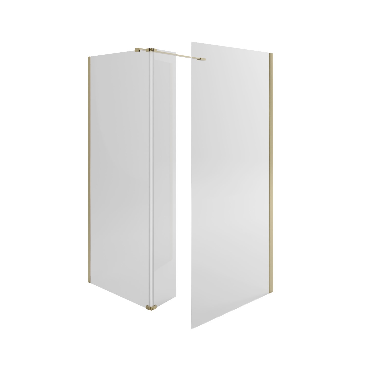 1400x800mm Brushed Brass Frameless Walk In Shower Enclosure Wit 300mm