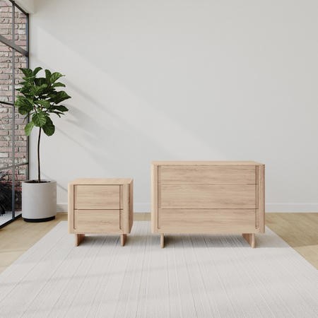 Light Wood Bedside Table and Chest of Drawers Set Emile Sustainable Furniture Page 1 BuyItDirect.ie