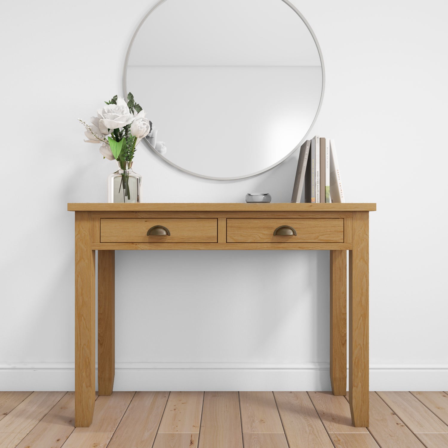 Harrington Solid Oak Dressing Table With Two Drawers - BuyItDirect.ie