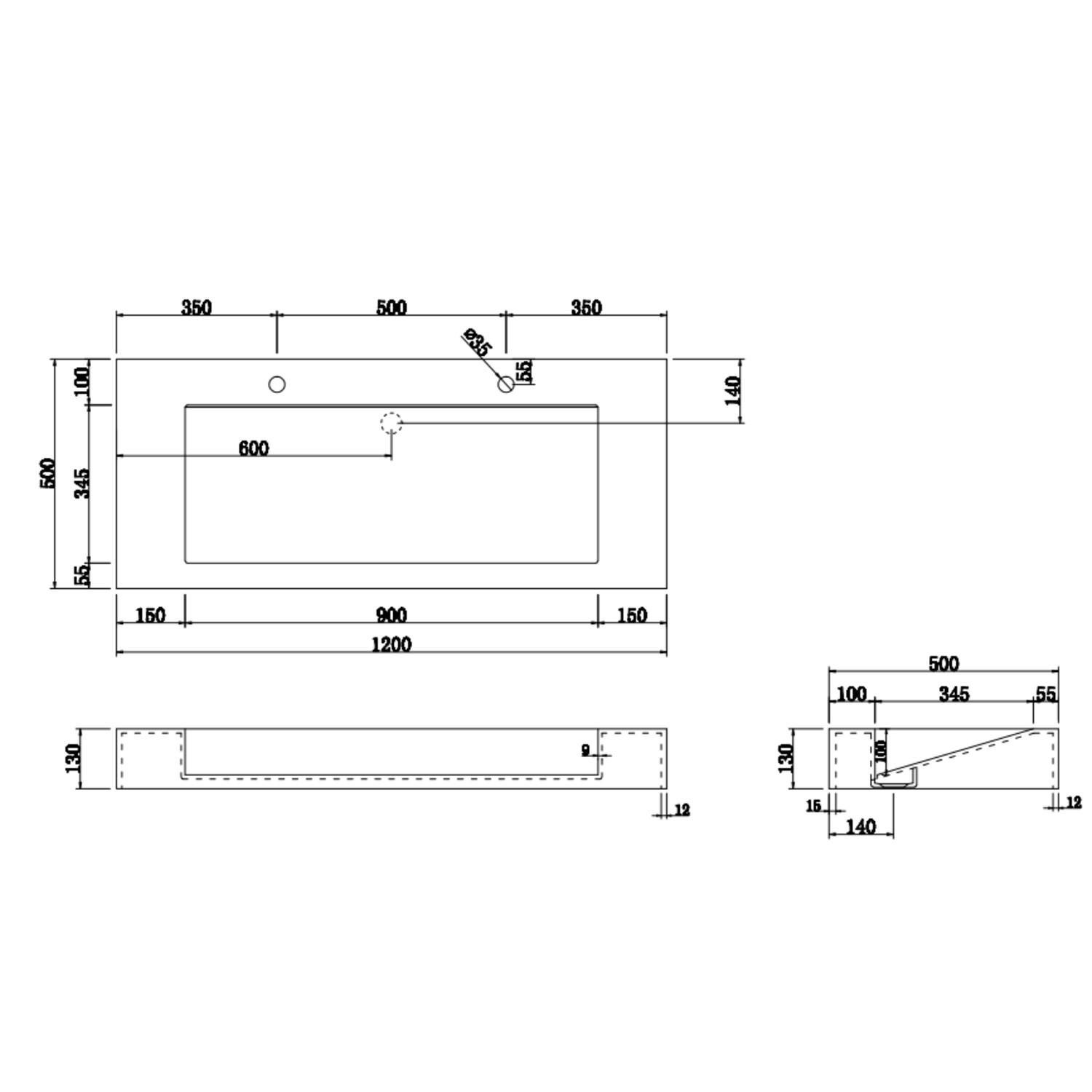 1200mm White Wall Hung Double Vanity Unit with Basin - Oslo - Page 1 ...