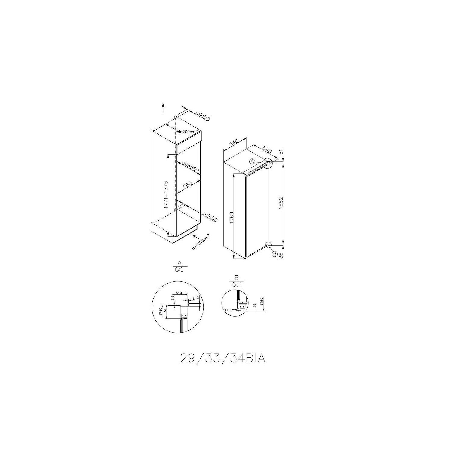 Refurbished Candy CFFO3550EK/N Integrated 200 Litre In-column Freezer ...