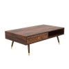 Dark Wood & Gold Coffee Table - Dejan - BuyItDirect.ie
