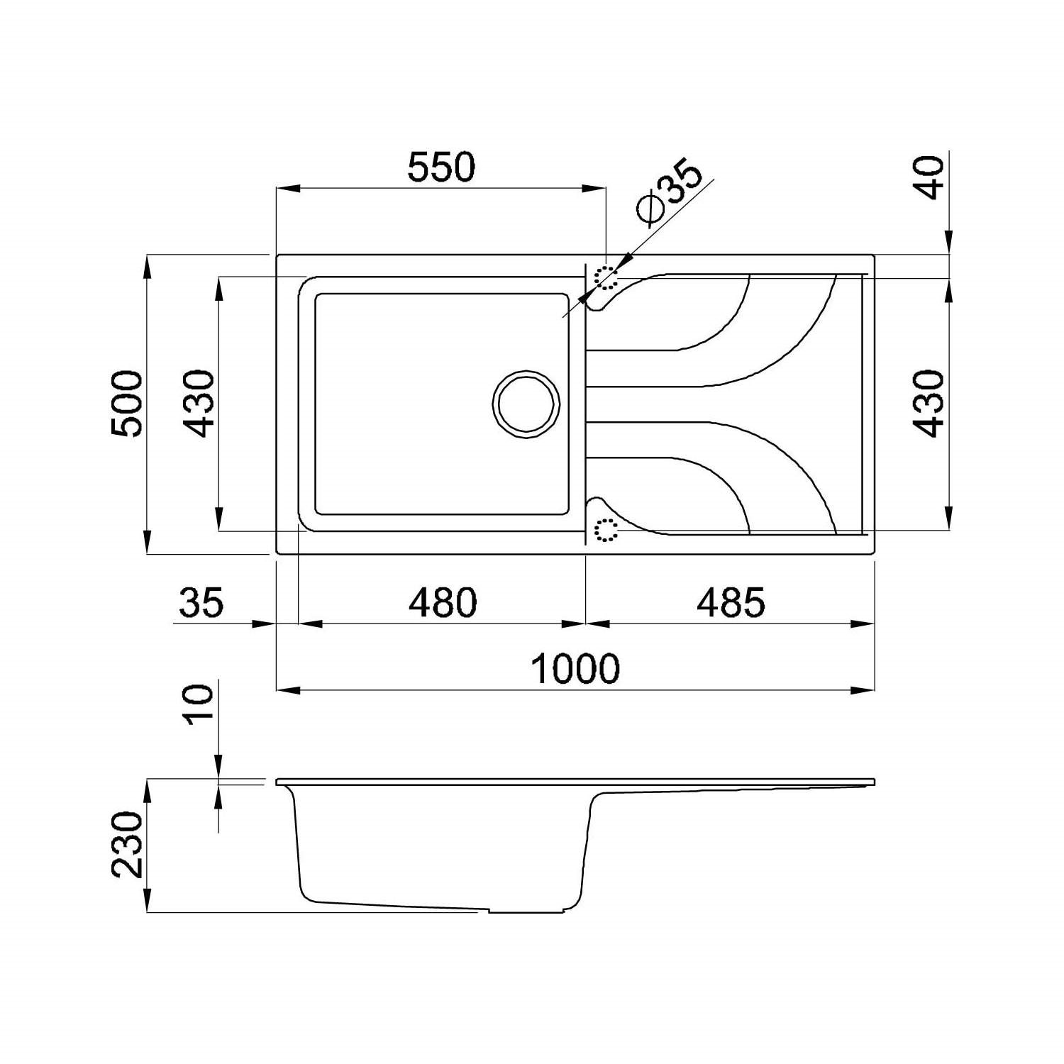 Single Bowl Inset Black Granite Composite Kitchen Sink with Reversible ...