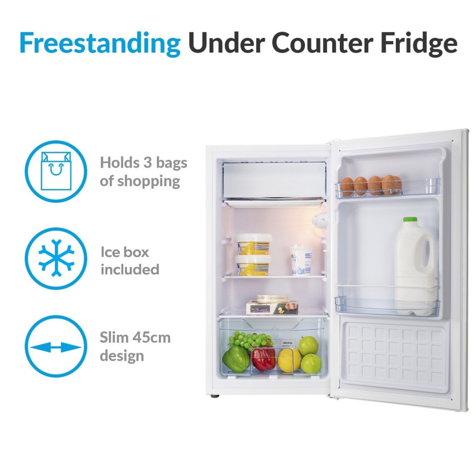 electriQ 62 Litre Freestanding Under Counter Fridge with Ice Box 84.5cm ...