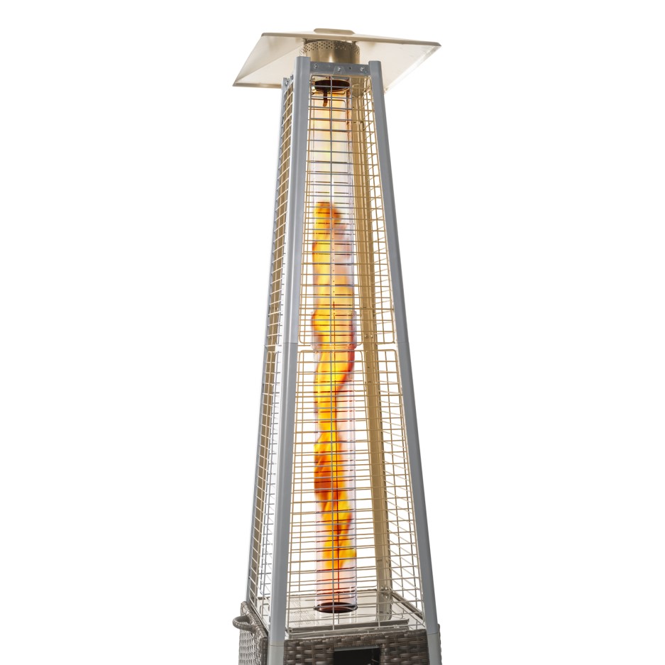 Flame Tower Outdoor Gas Patio Heater in Brown Wicker/Rattan ...