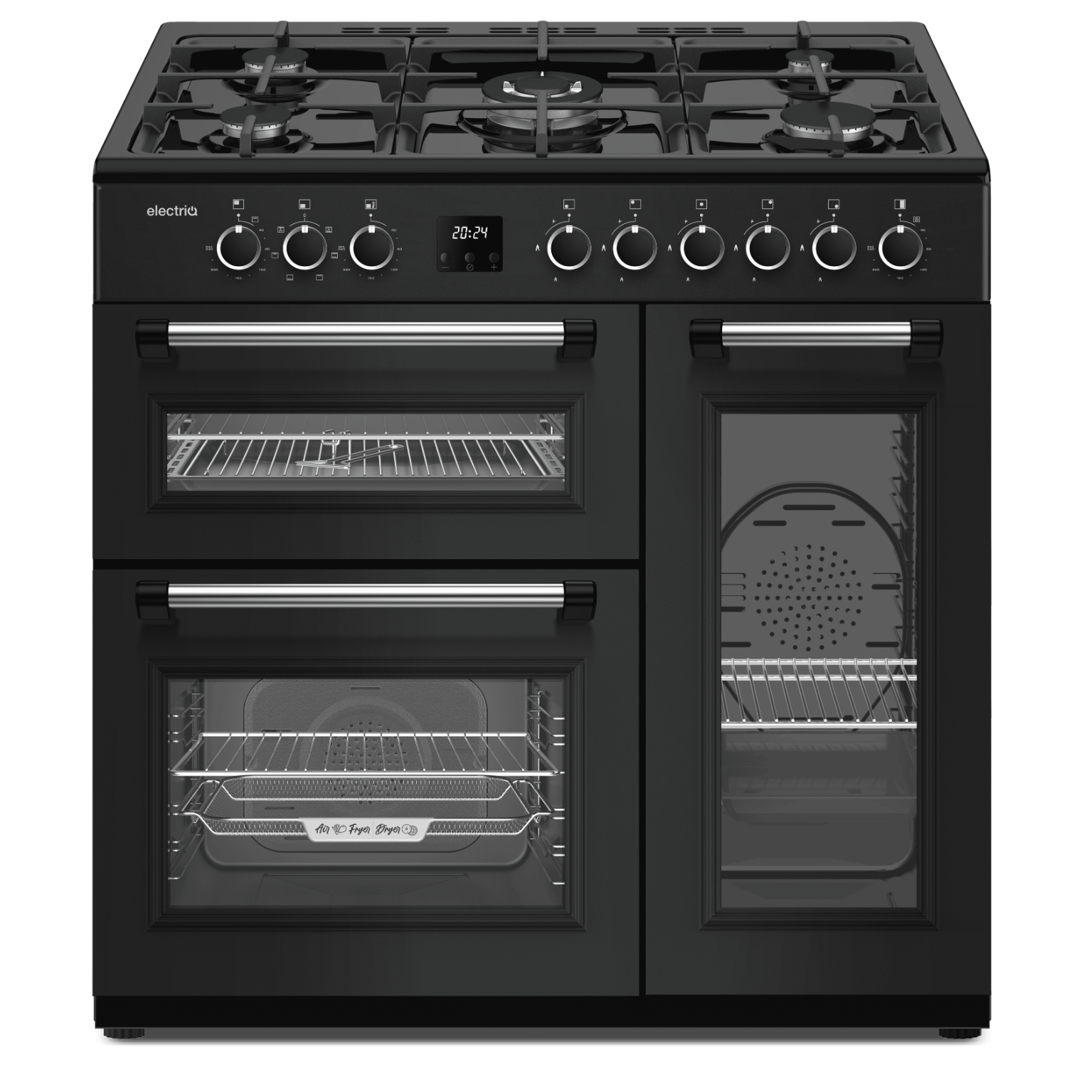 electriQ 90cm Triple Cavity Dual Fuel Range Cooker - Black - Page 1 ...