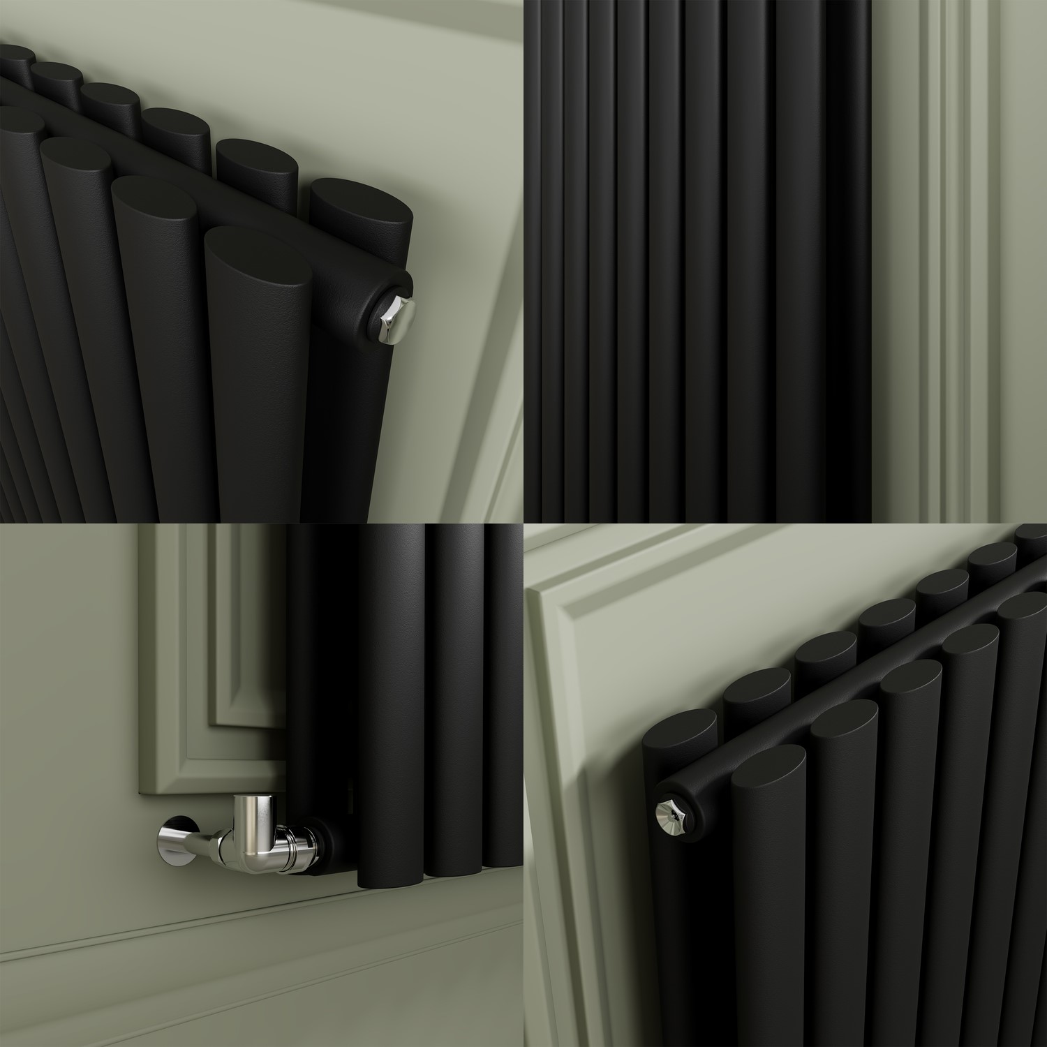 Sorrento Midnight Black Horizontal Oval Designer Radiator 800x1003mm ...