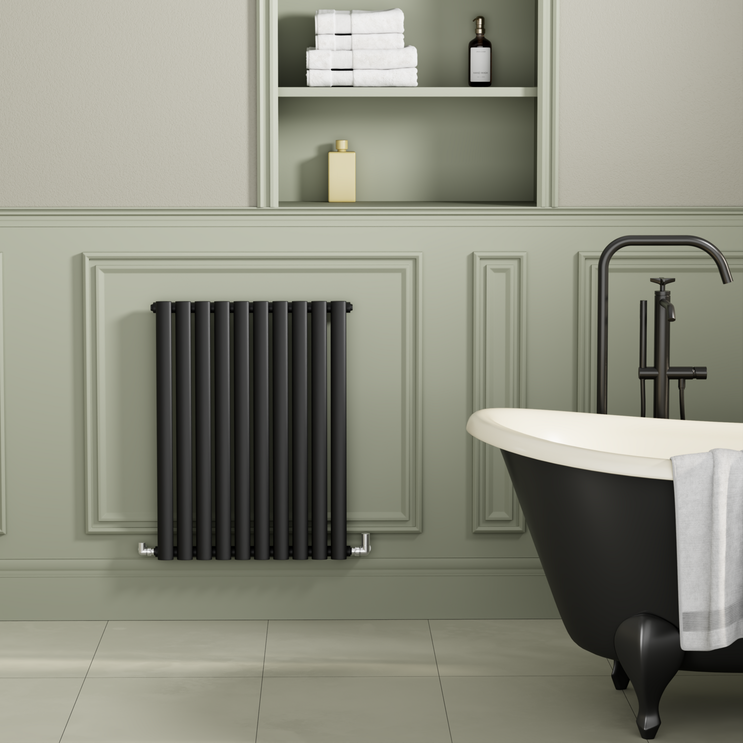 Sorrento Midnight Black Horizontal Oval Designer Radiator 800x590mm ...