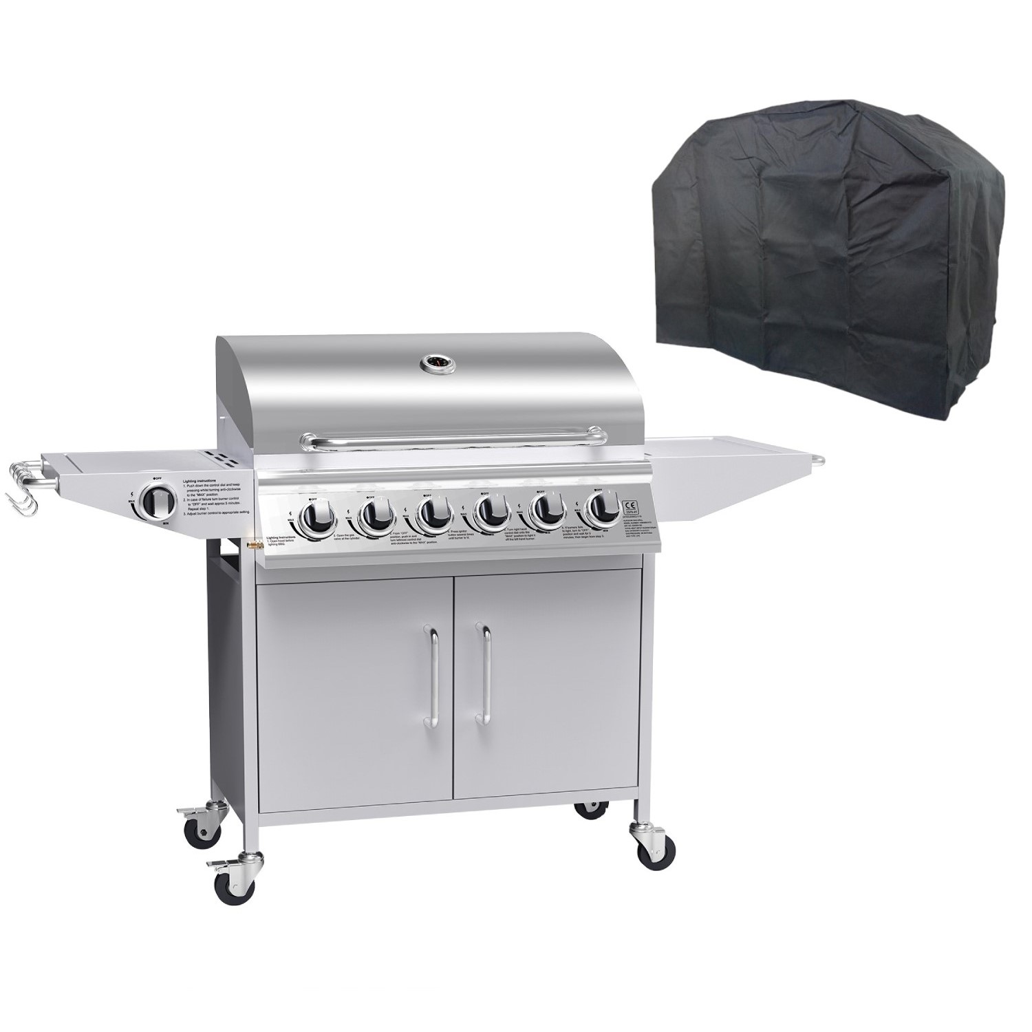 Boss Grill Georgia Classic - 6 Burner Gas BBQ Grill with Side Burner ...