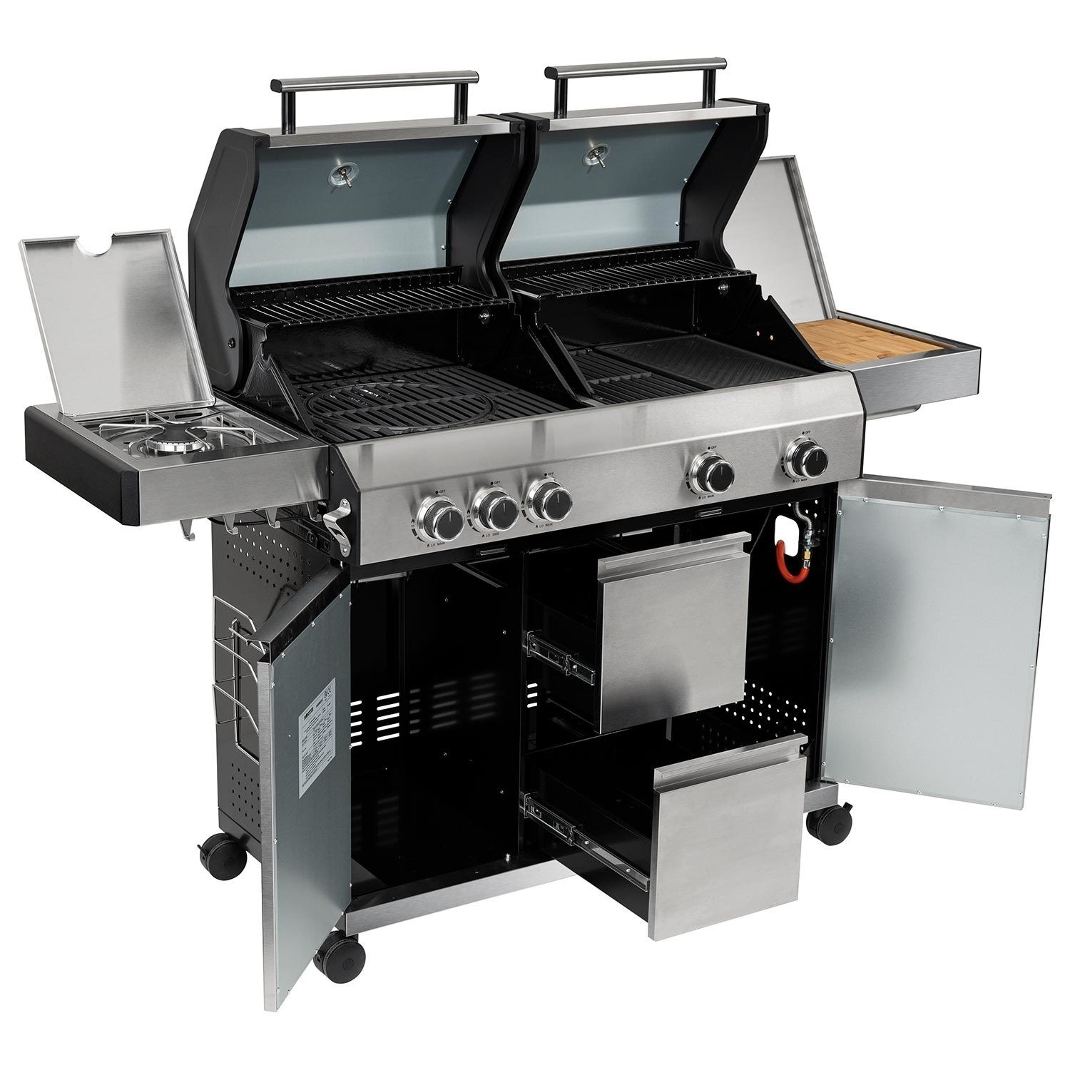 Monster Grill Double Header 4 Burner Gas BBQ Grill with Side Burner ...