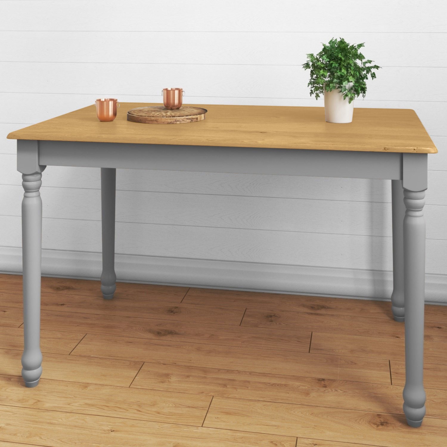 Rhode Island Rectangle Wooden Dining Table in Oak/Grey - 4 Seater ...