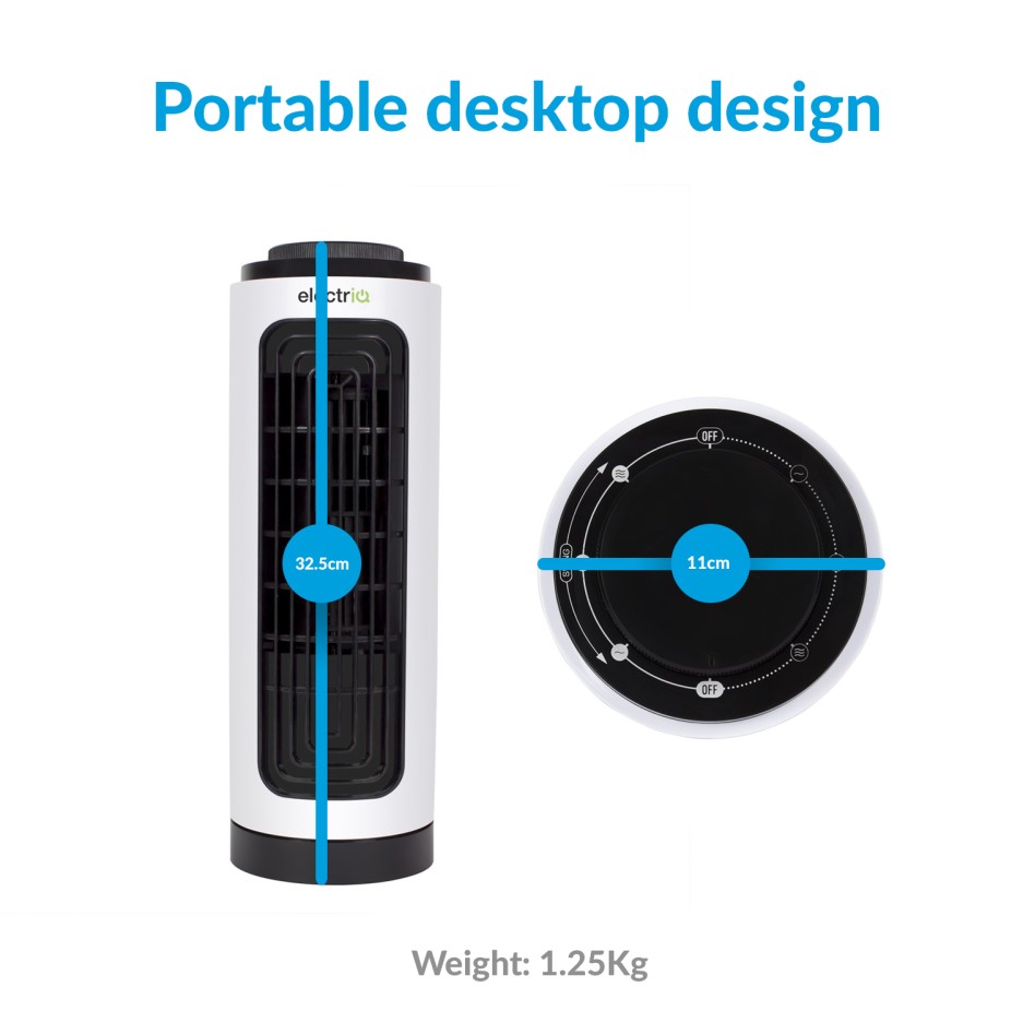 electriQ Slim Tower Fan with Oscillation and 3 speed settings - White ...