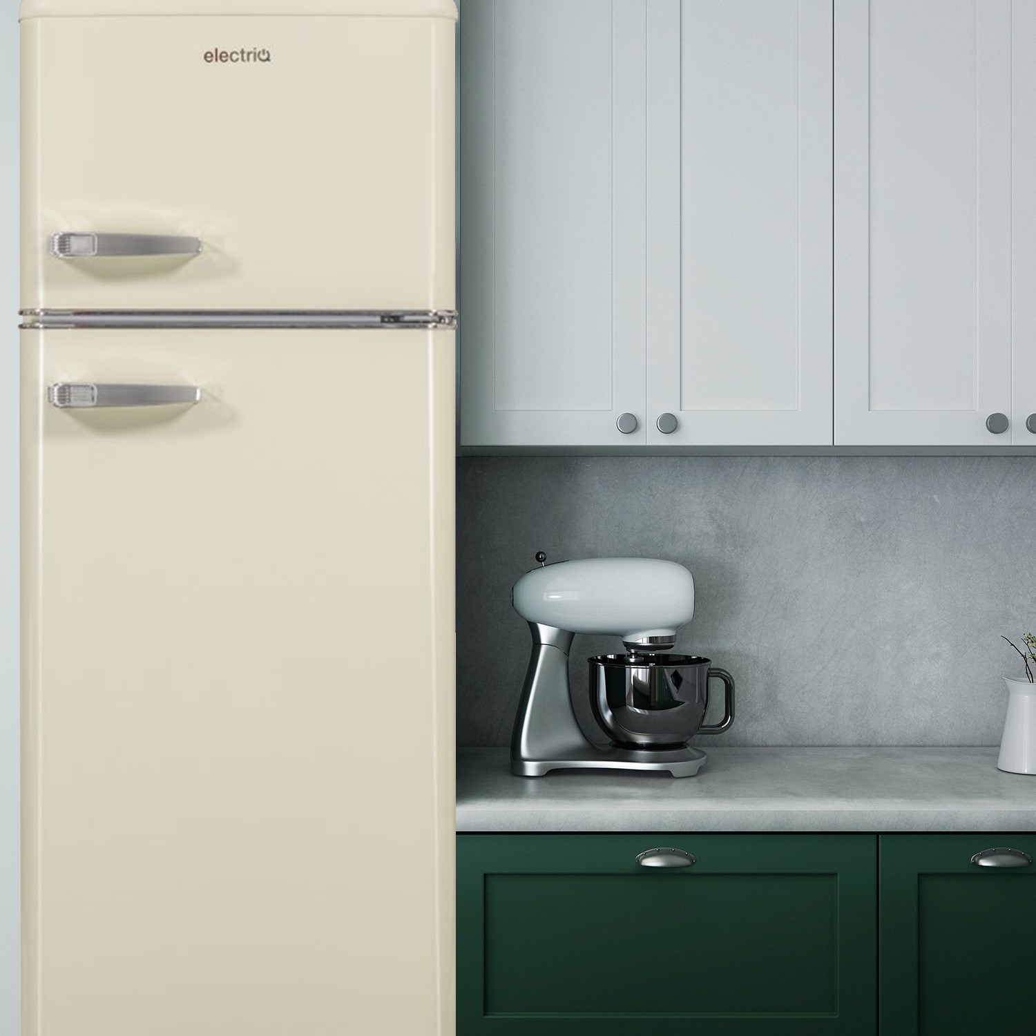 electriQ 204 Litre 80/20 Retro Freestanding Fridge Freezer - Cream ...