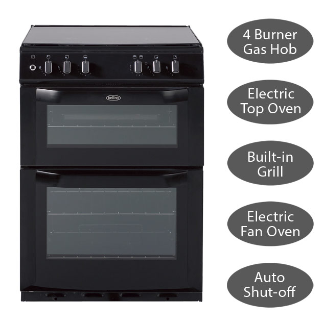 Belling FSDF60DOW Double Oven 60cm Dual Fuel Cooker - Black - Page 1 ...